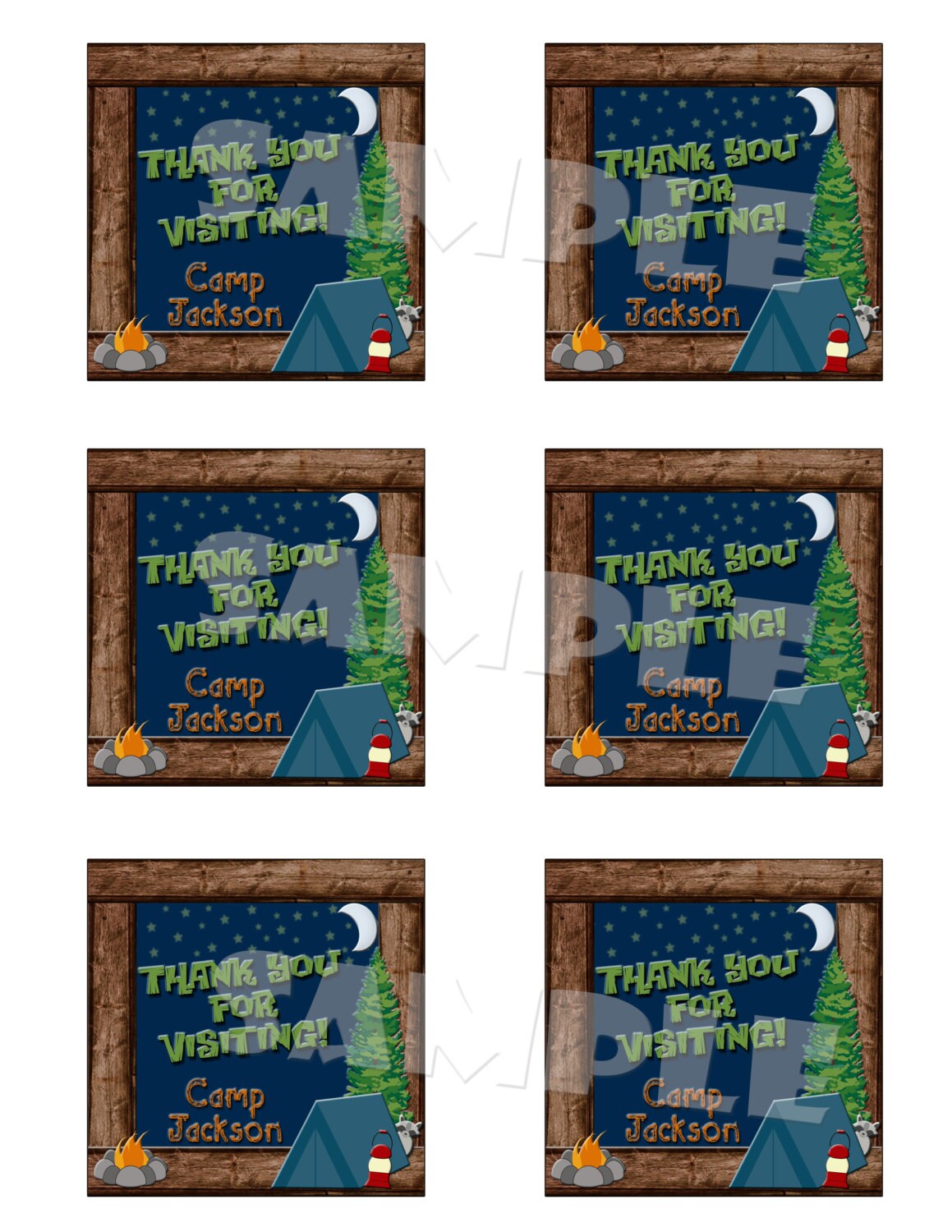 CAMPING FAVOR TAGS Camping Party Favor Tags Camping Thank | Etsy