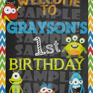 MONSTER PARTY Chalkboard SIGN, Monster Bash Sign, Little Monster ...