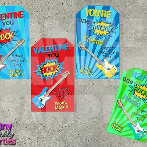 POP ROCK VALENTINES Guitar Valentine Tags Rockstar Valentine | Etsy