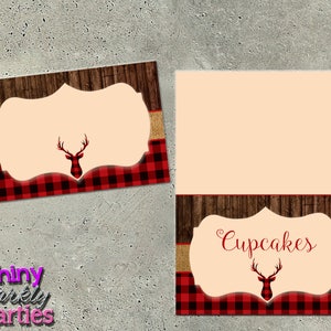 RUSTIC FOOD LABELS, Deer Buffet Cards, Baby Shower Food Tents, Buffalo ...