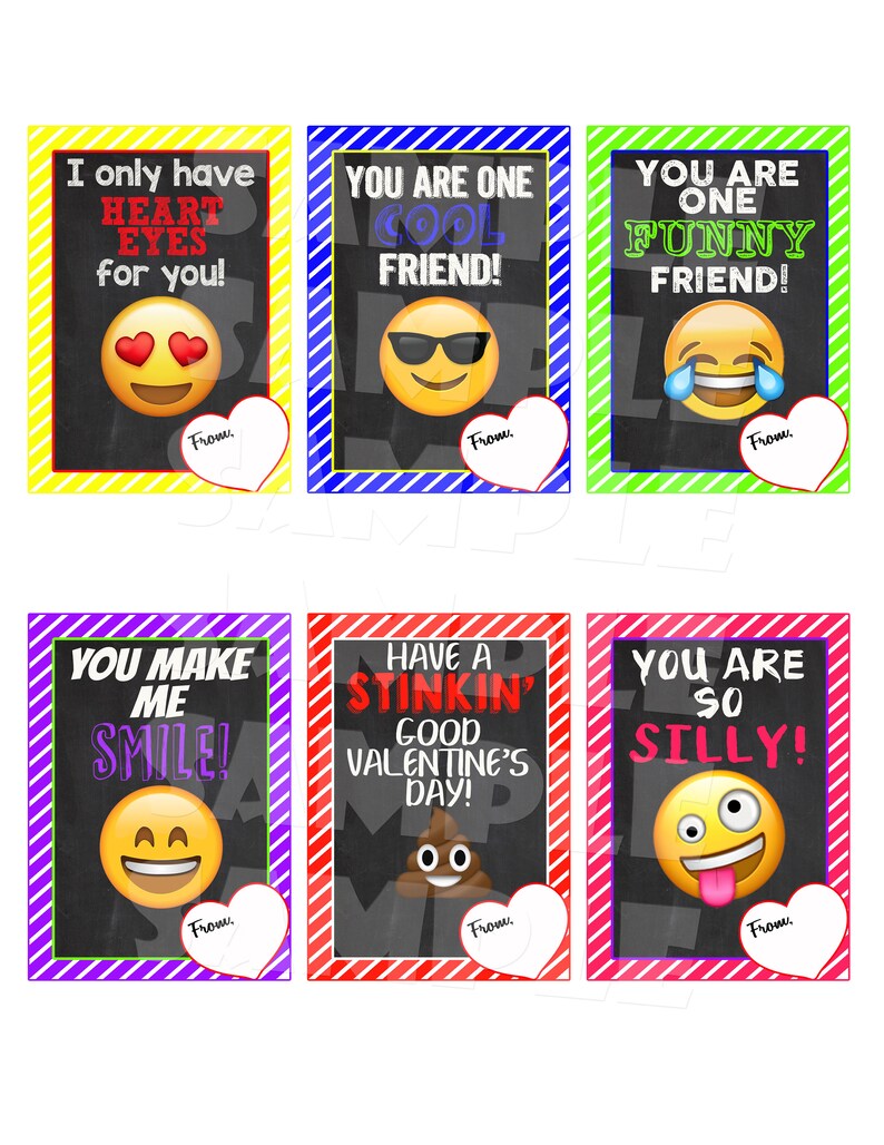 EMOJI VALENTINES Emoji Valentine Cards Valentine's Day | Etsy