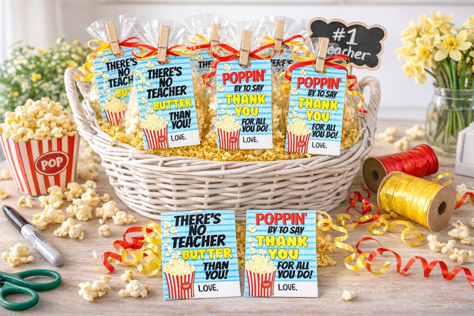 Popcorn Teacher Tags, Teacher Appreciation Gift Tags, Popcorn Labels ...