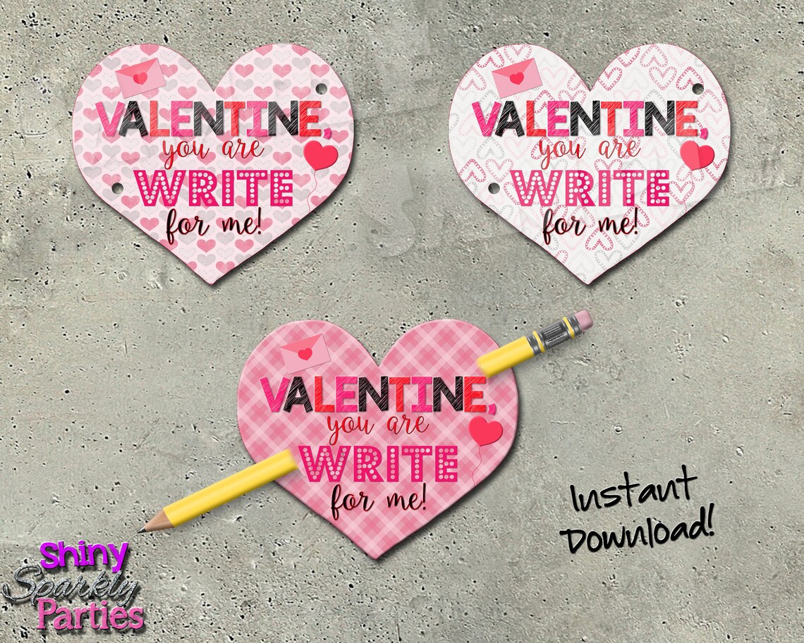 PENCIL VALENTINES Heart Valentine Cards Valentines for - Etsy