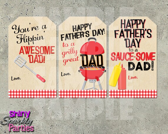 FATHER'S DAY Gift TAGS Bbq Tags Happy Father's Day | Etsy