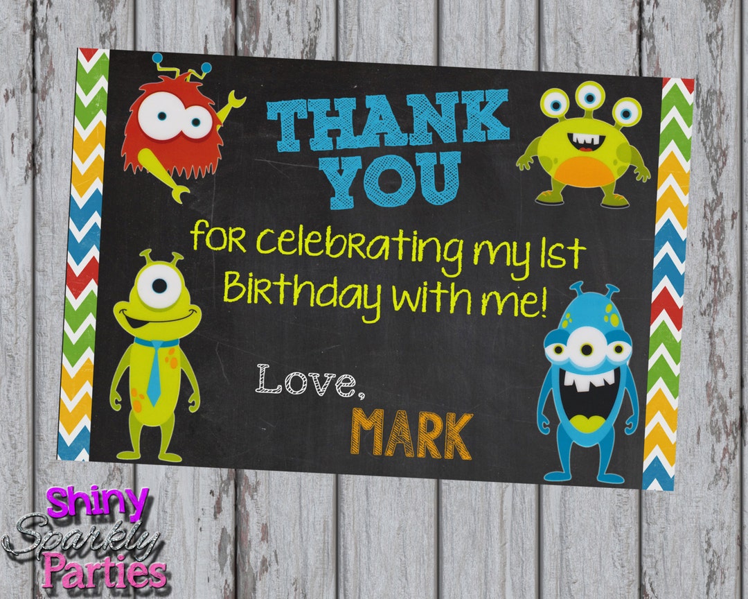 MONSTER THANK YOU Card, Little Monster Card, Monster Birthday, Monster ...
