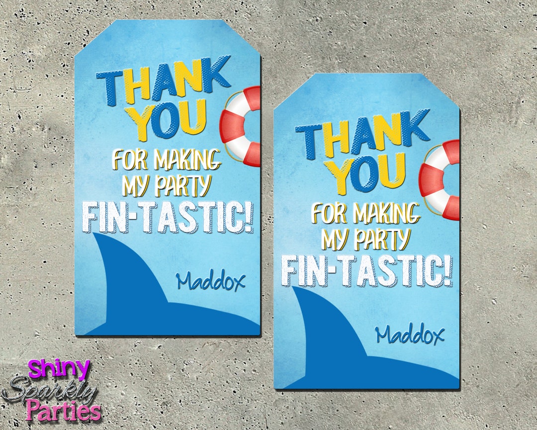 SHARK FAVOR TAGS, Shark Birthday Favor Tags, Shark Gift Tags, Treat ...