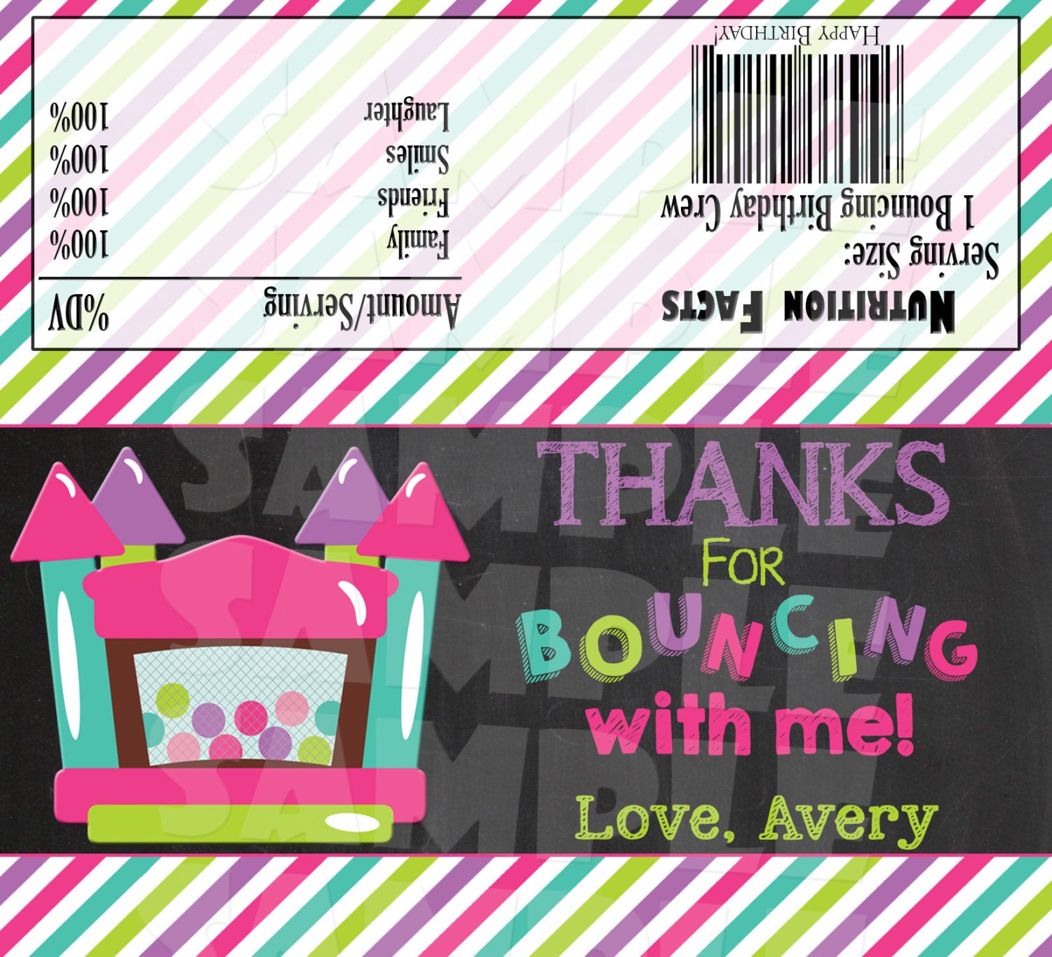 BOUNCE HOUSE Candy Bar WRAPPERS, Bounce House Birthday Party Favors ...
