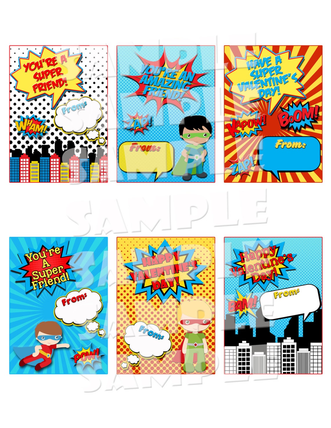 SUPERHERO VALENTINES Superhero Valentine CARDS Superhero - Etsy