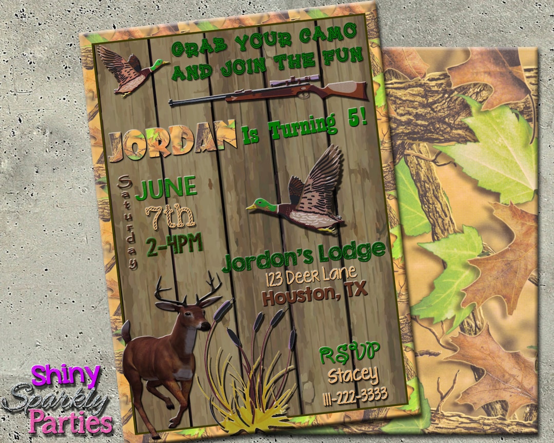 HUNTING BIRTHDAY INVITATION, Hunting Birthday Party Invitation, Camo ...