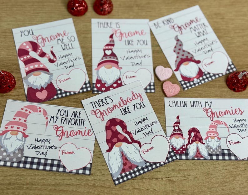 GNOME VALENTINE CARDS, Valentines for School, Gnome Valentines ...