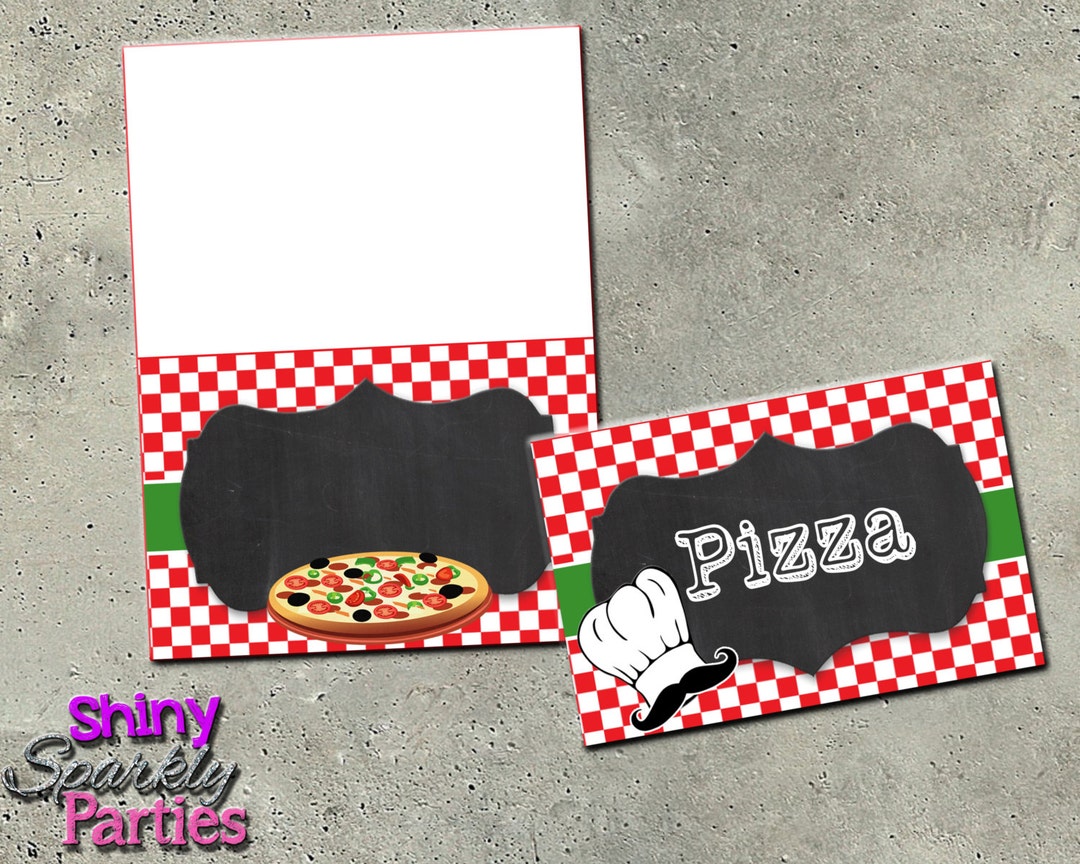 Printable "pizza Party FOOD Tents" - Pizzeria Party Food Tents - Pizza ...