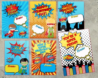 Superhero Printable Valentine Cards - Etsy