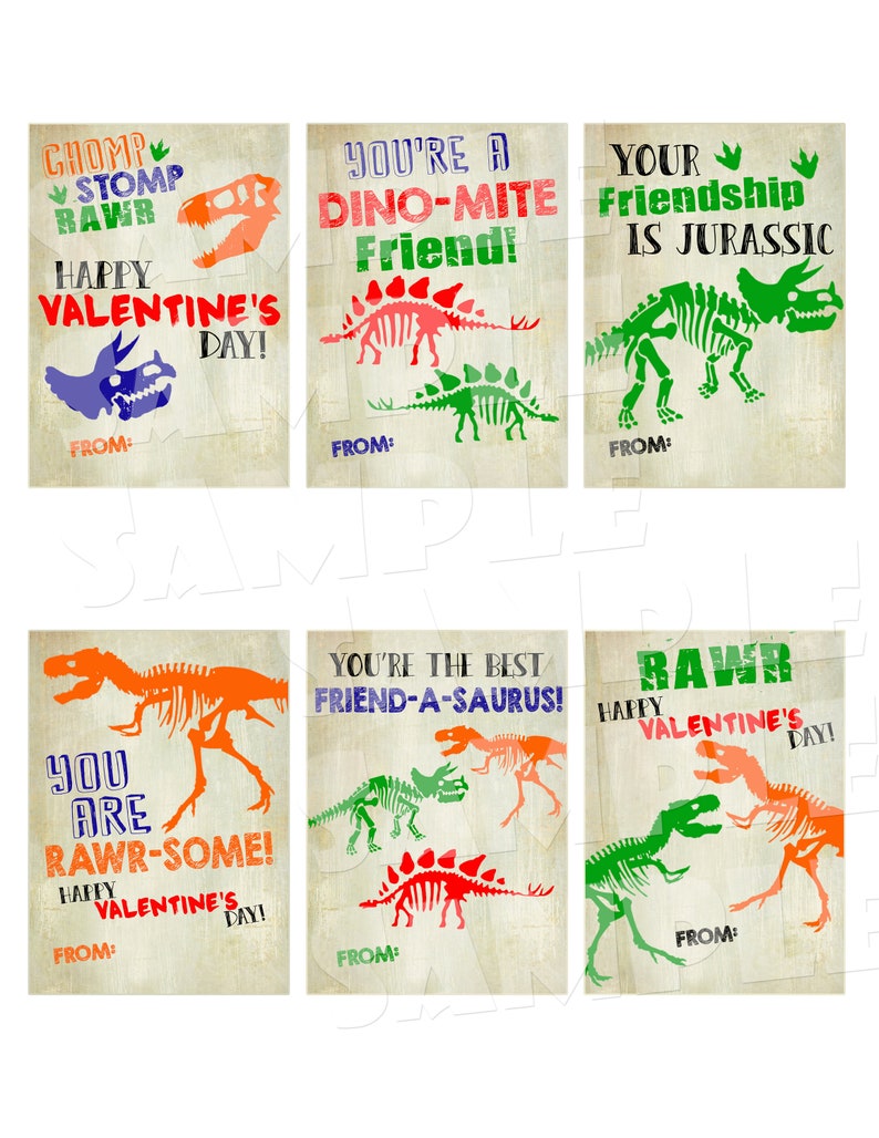 DINOSAUR VALENTINE CARDS Valentines for Boys Dino - Etsy