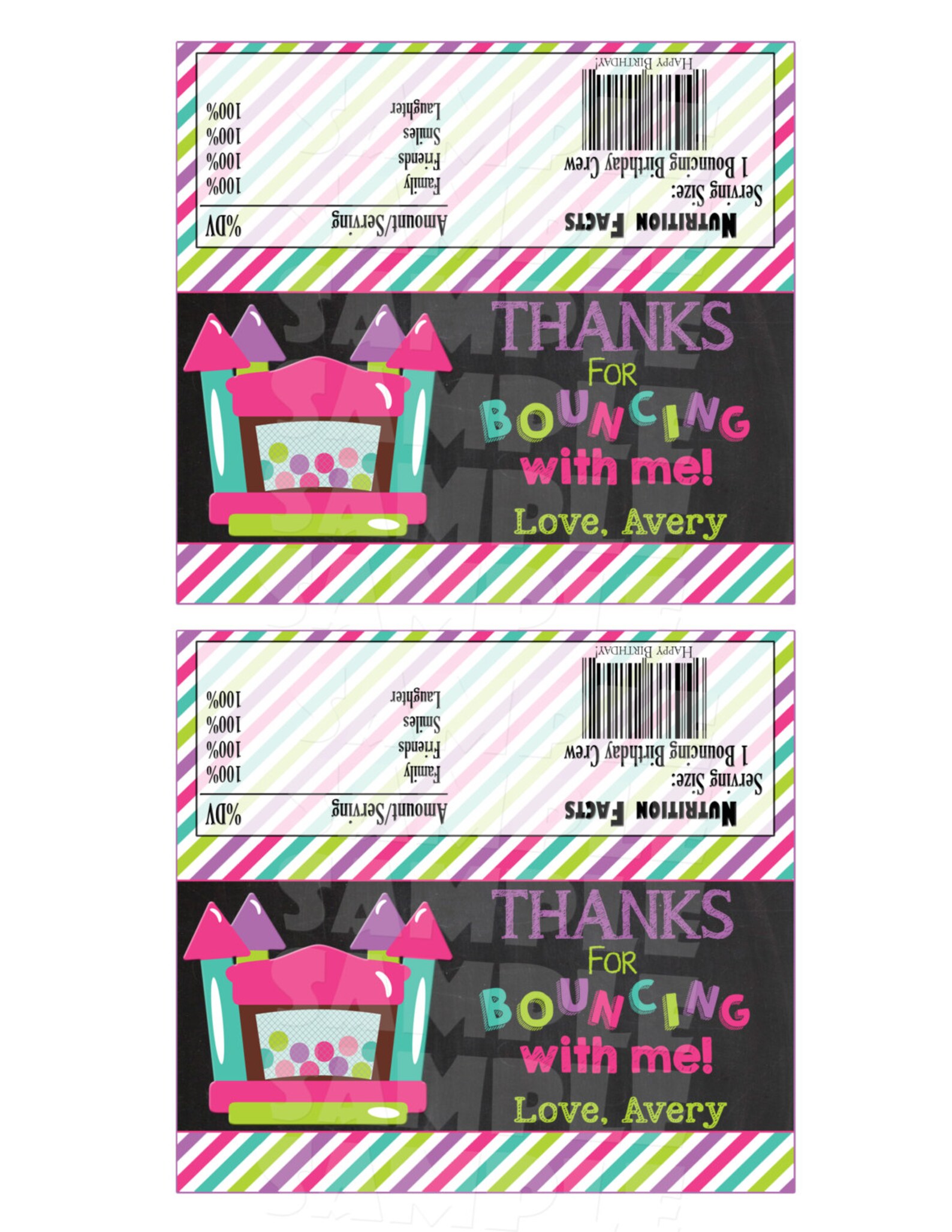 BOUNCE HOUSE Candy Bar WRAPPERS Bounce House Birthday Party - Etsy
