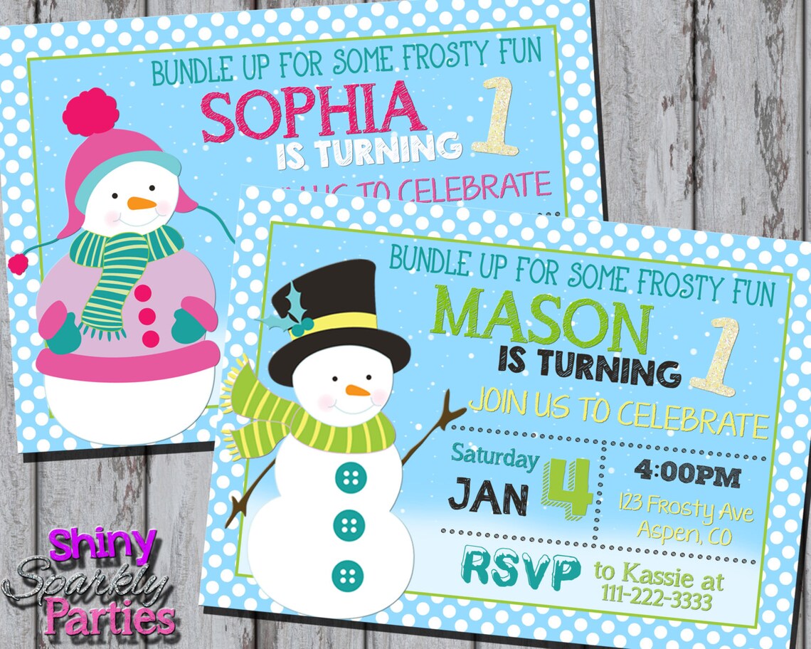 SNOWMAN PARTY INVITATION Snowman Birthday Invite Boy or Girl | Etsy