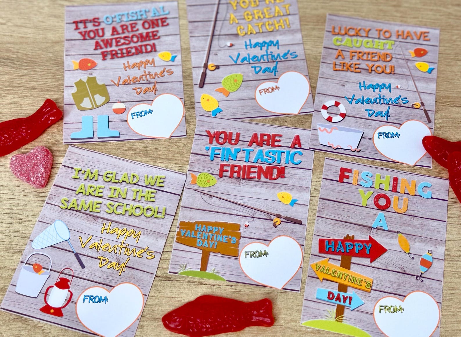 FISHING VALENTINES - Fishing Themed VALENTINE Cards - Fisherman - Boy's ...