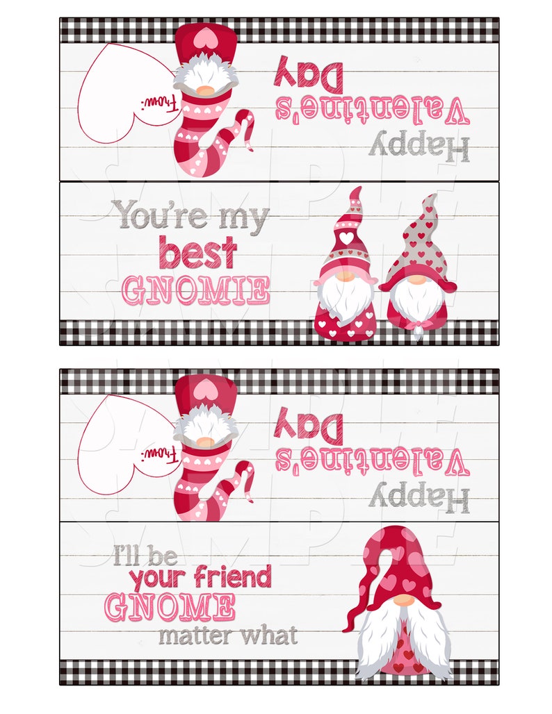 GNOME TREAT Bag TOPPERS, Valentine Bag Toppers, Classroom Valentines ...