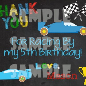 RACE CAR THANK You Card, Racing Birthday Party Thank You Note, Drag ...