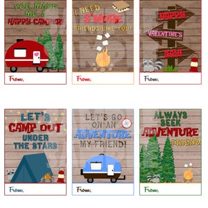 CAMPING VALENTINE CARDS, Camping Valentines, Happy Camper Valentine's ...