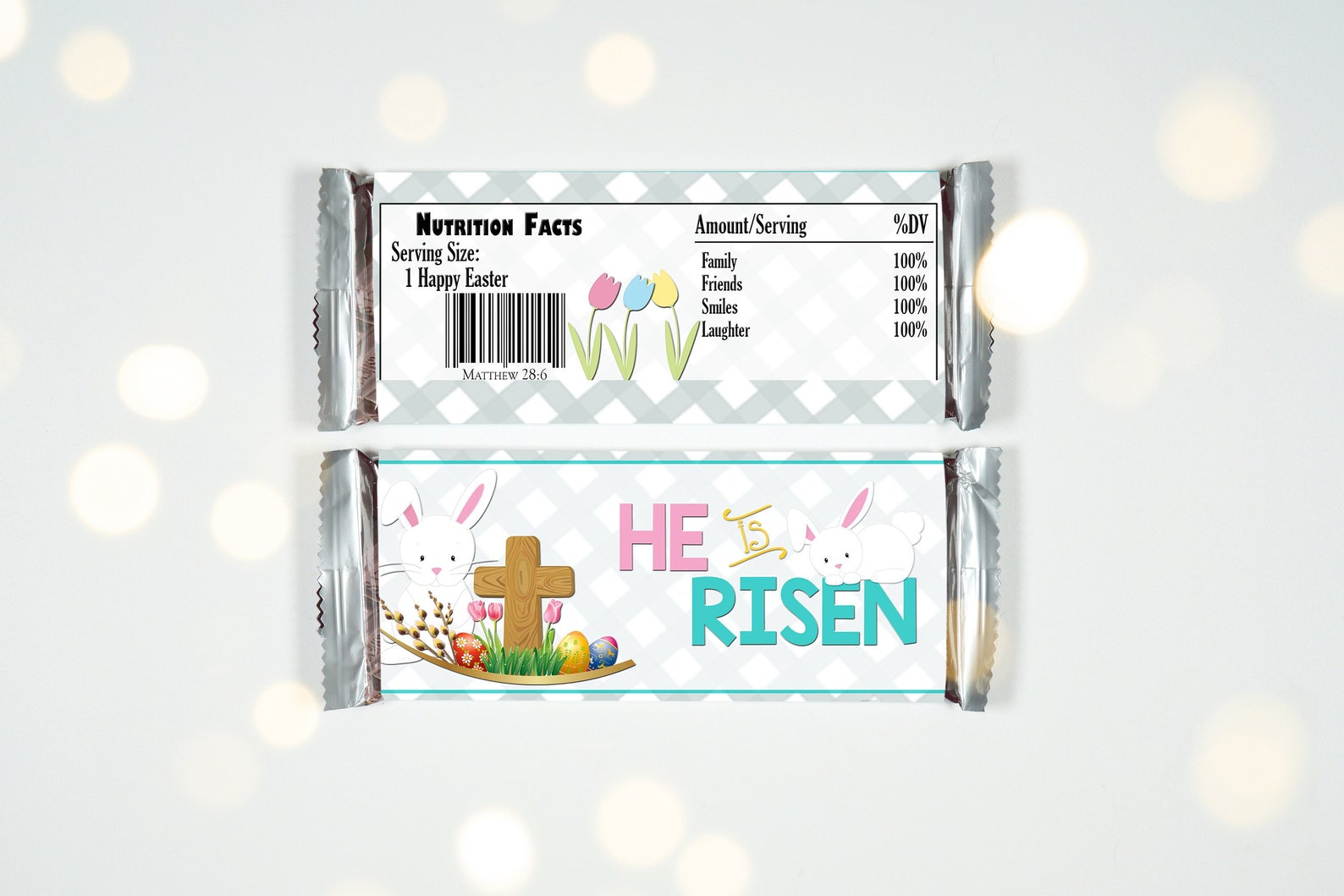 EASTER CANDY BAR Wrappers - He is Risen Candy Bar Labels - Bible Verse ...