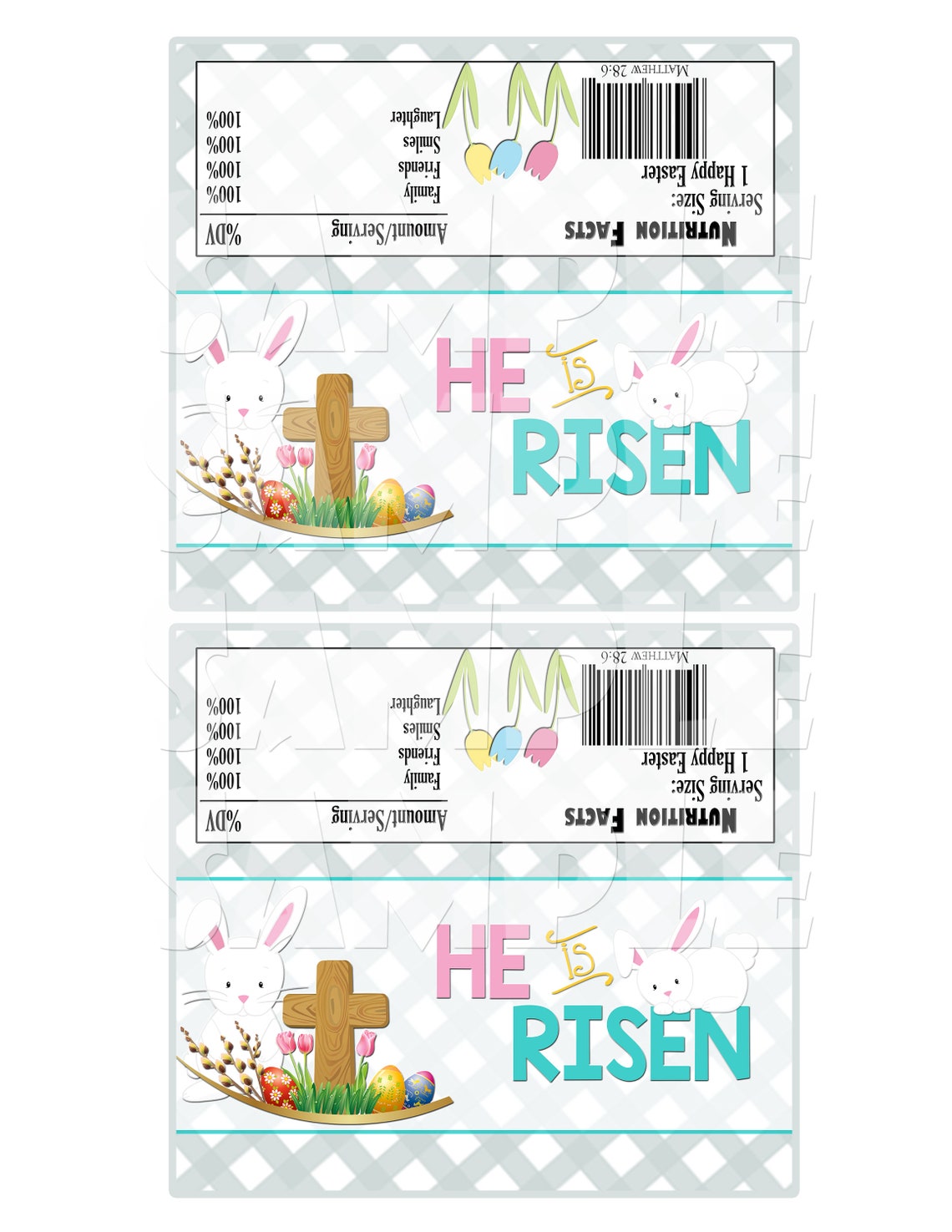 EASTER CANDY BAR Wrappers - He is Risen Candy Bar Labels - Bible Verse ...