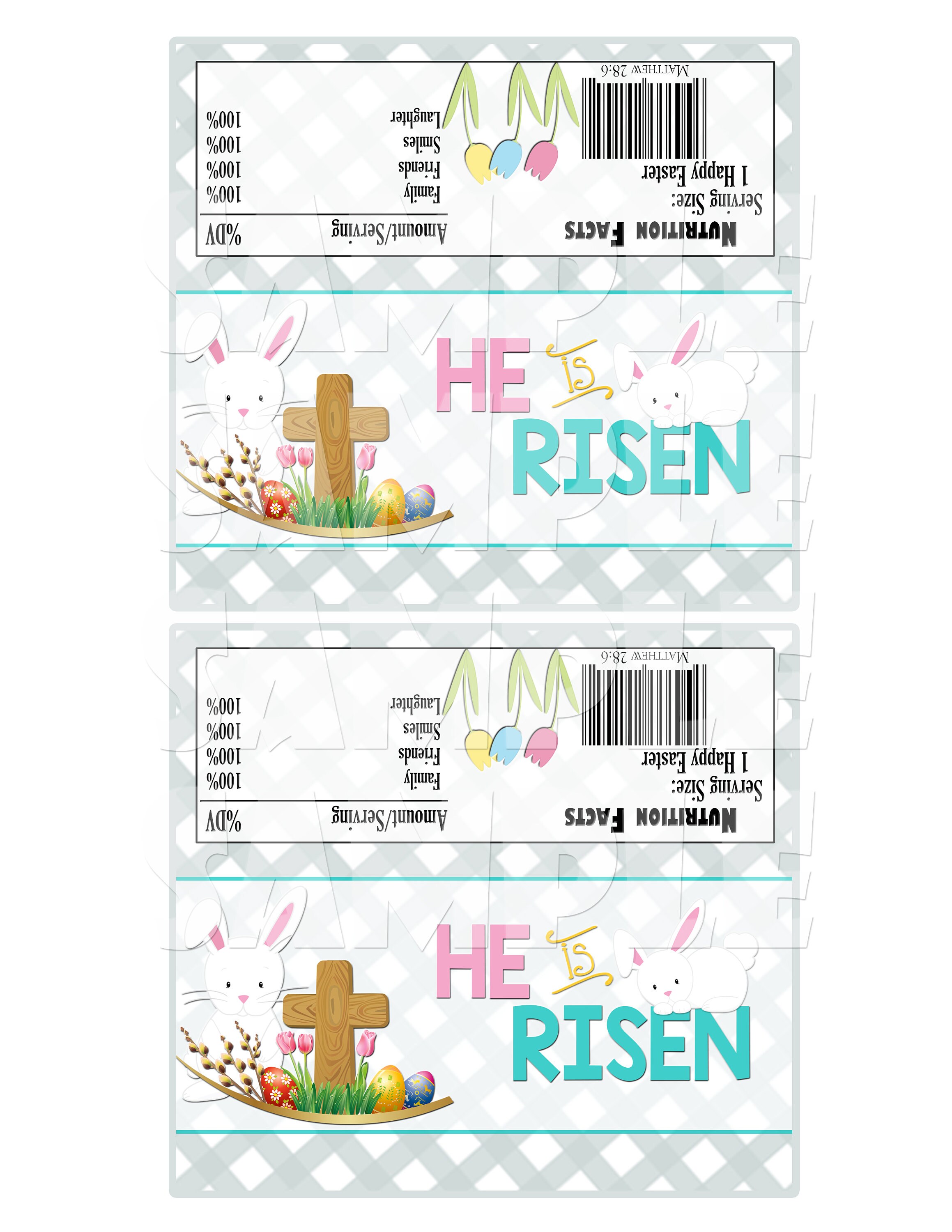 EASTER CANDY BAR Wrappers - He is Risen Candy Bar Labels - Bible Verse ...