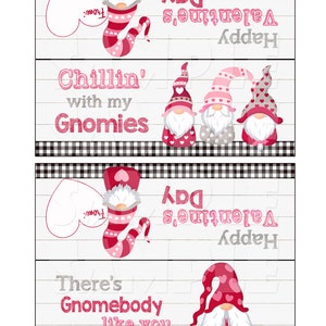 GNOME TREAT Bag TOPPERS, Valentine Bag Toppers, Classroom Valentines ...