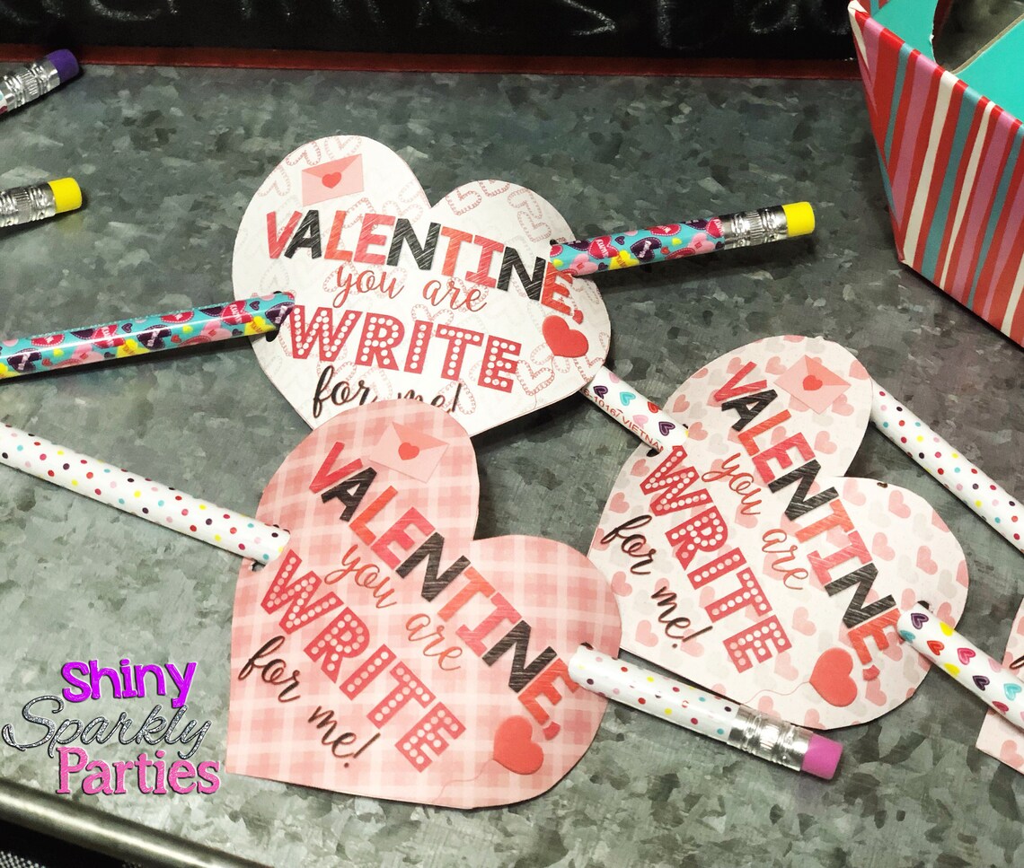 PENCIL VALENTINES Heart Valentine Cards Valentines for - Etsy