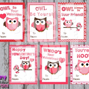 OWL VALENTINES Printable Owl Valentine Cards Classroom - Etsy
