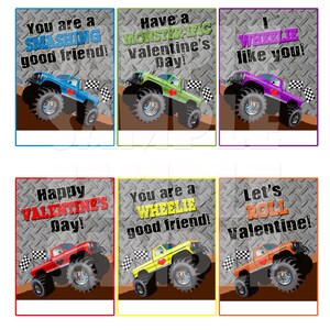 MONSTER TRUCK VALENTINES - Valentines for School - Valentine's Day ...