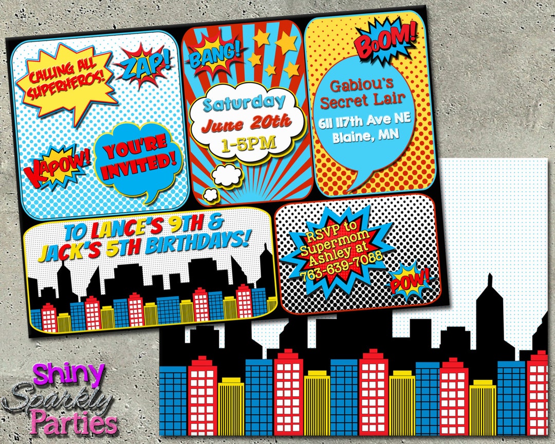 SUPERHERO BIRTHDAY INVITATION, Comic Book Invite, Super Hero Party, Boy ...