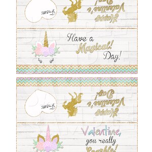UNICORN Bag TOPPERS, Valentine Bag Toppers, Classroom Valentines, Kids ...