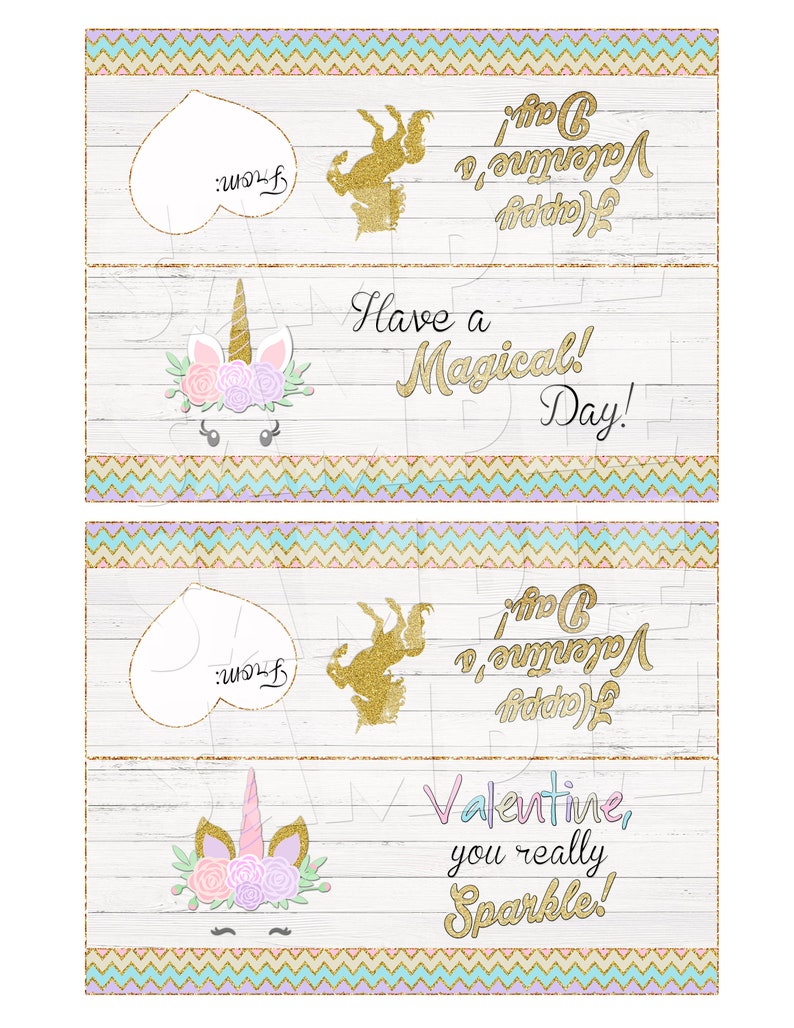 UNICORN Bag TOPPERS Valentine Bag Toppers Classroom - Etsy