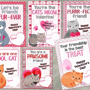 CAT VALENTINE CARDS - Classroom Valentines, Kitten Valentine Card ...