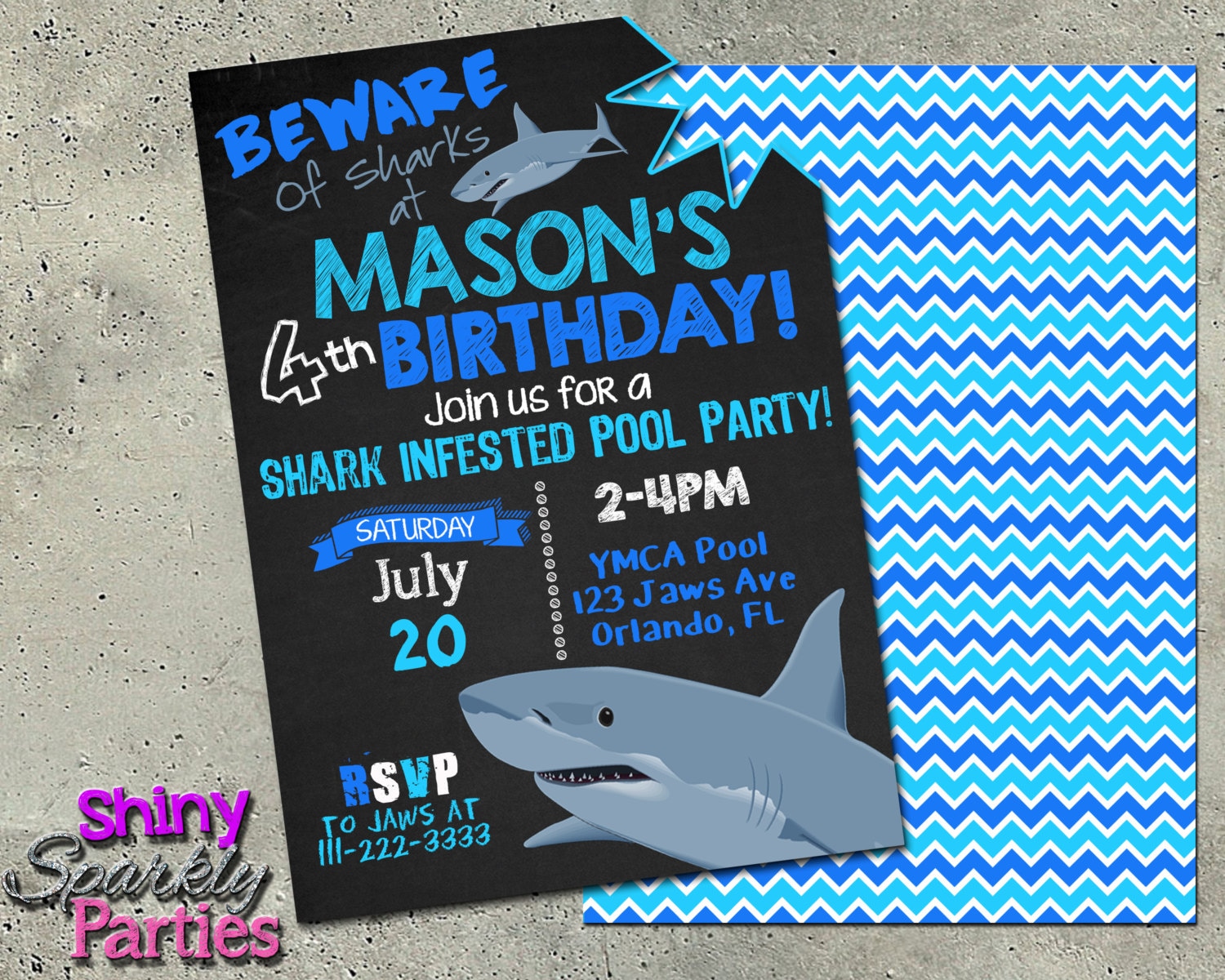 Shark Invitation,Shark Birthday Invitation with photo,Shark Party,Pool ...