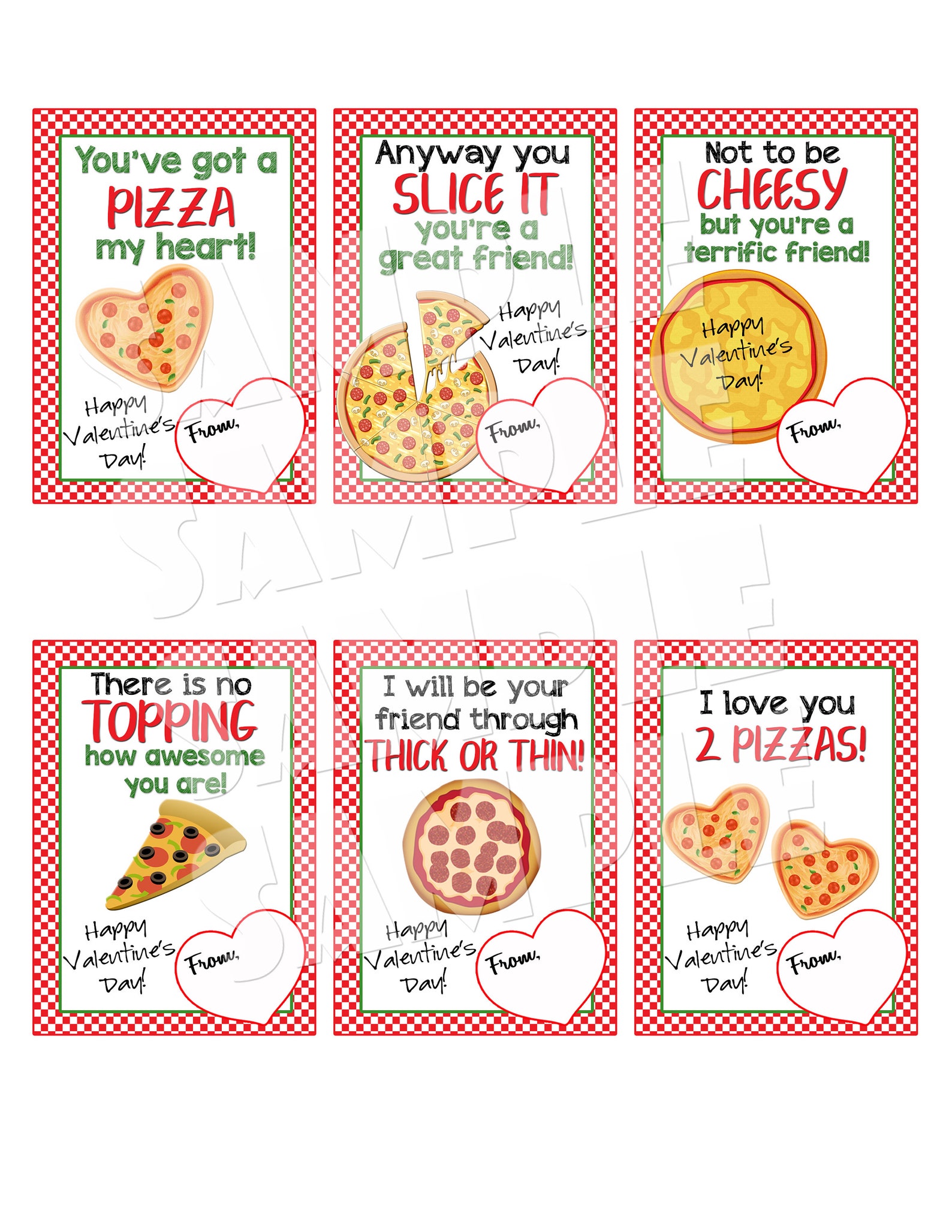 PIZZA VALENTINE CARDS Classroom Valentines Food Valentine - Etsy