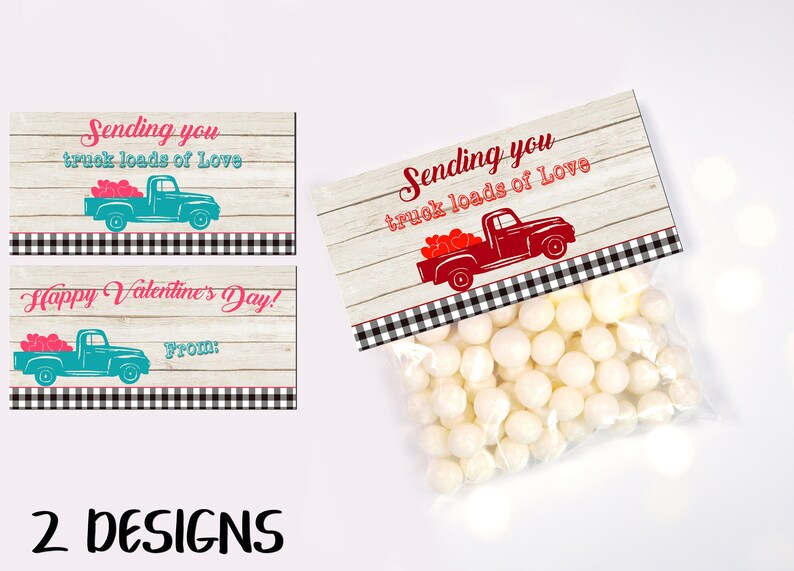 Vintage Truck VALENTINE TREAT BAG Toppers, Truck Loads of Love, Loads ...