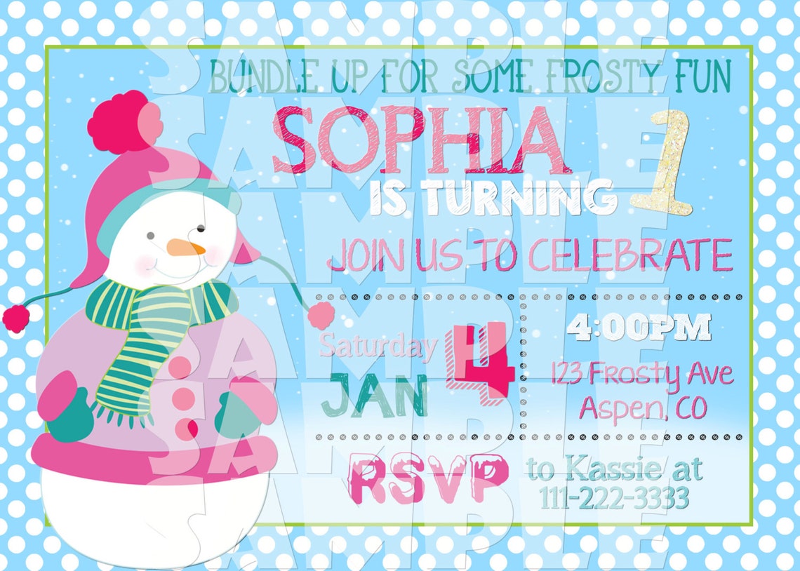 SNOWMAN PARTY INVITATION, Snowman Birthday Invite, Boy or Girl Snowman ...