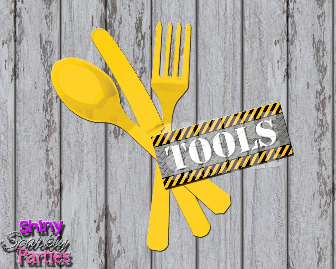 CONSTRUCTION TOOLS TAGS, Construction Silverware Tags, Construction ...