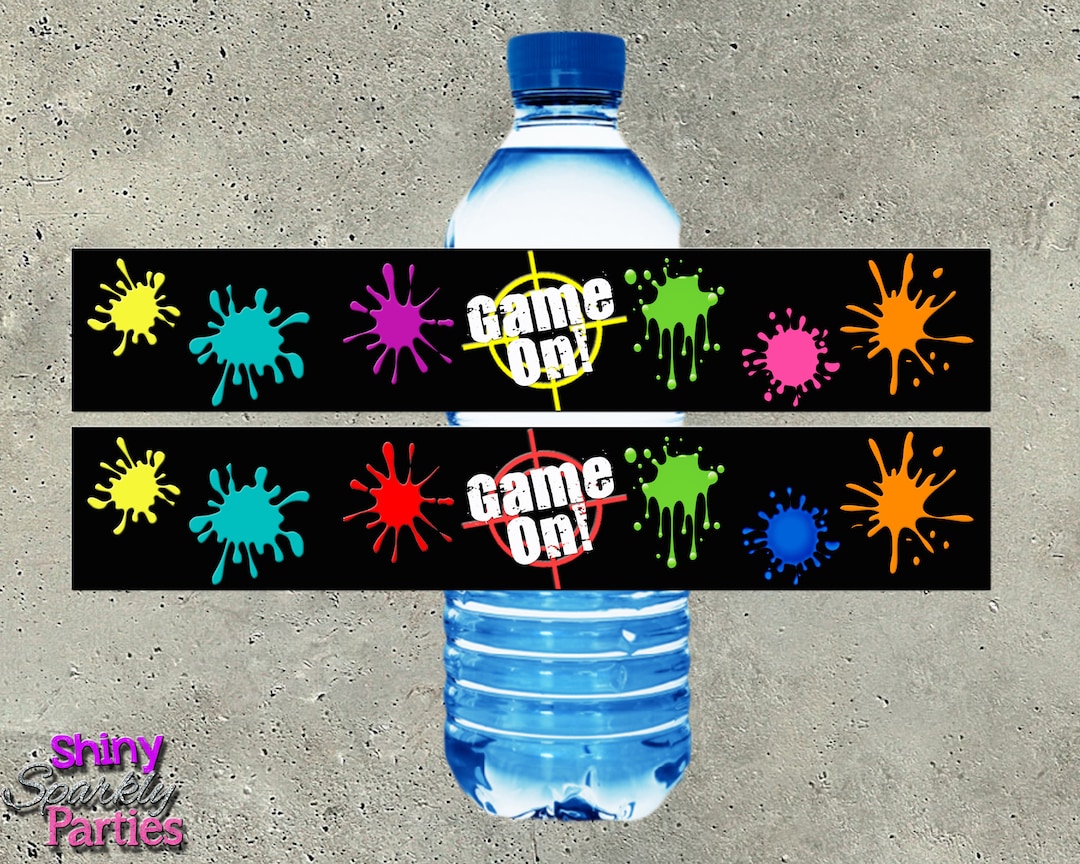 PAINTBALL WATER Bottle LABELS - Paintball Party - Paintball Birthday ...