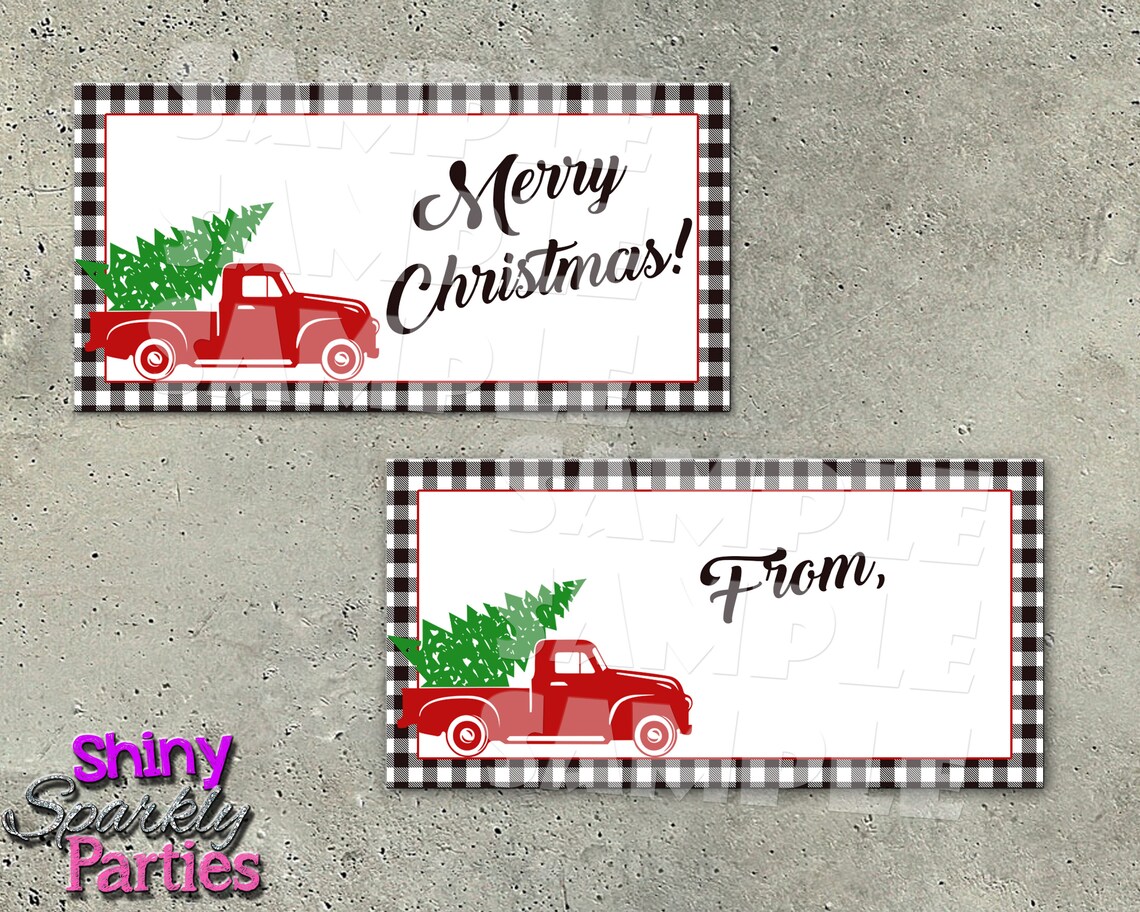RED TRUCK Treat Bag Toppers Christmas Treat Toppers Buffalo | Etsy