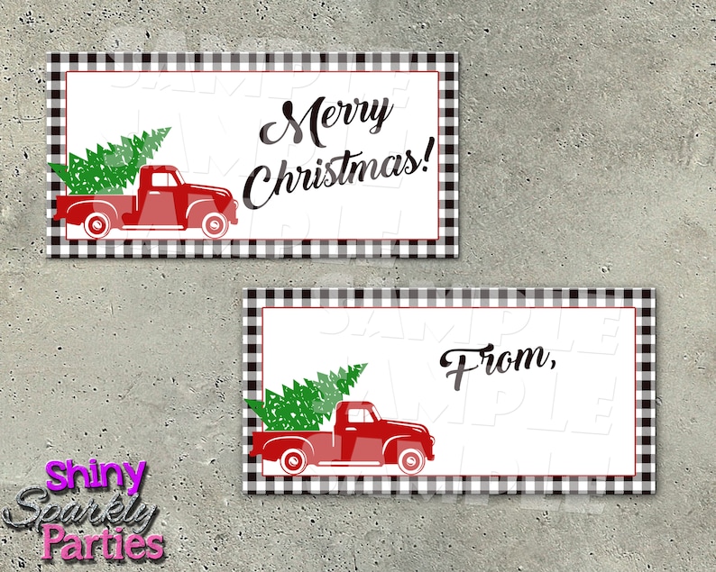 RED TRUCK Treat Bag Toppers Christmas Treat Toppers Buffalo - Etsy