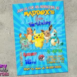 POKEMON BIRTHDAY INVITATION, Pokemon Invite, Pokemon Card, Boy's ...