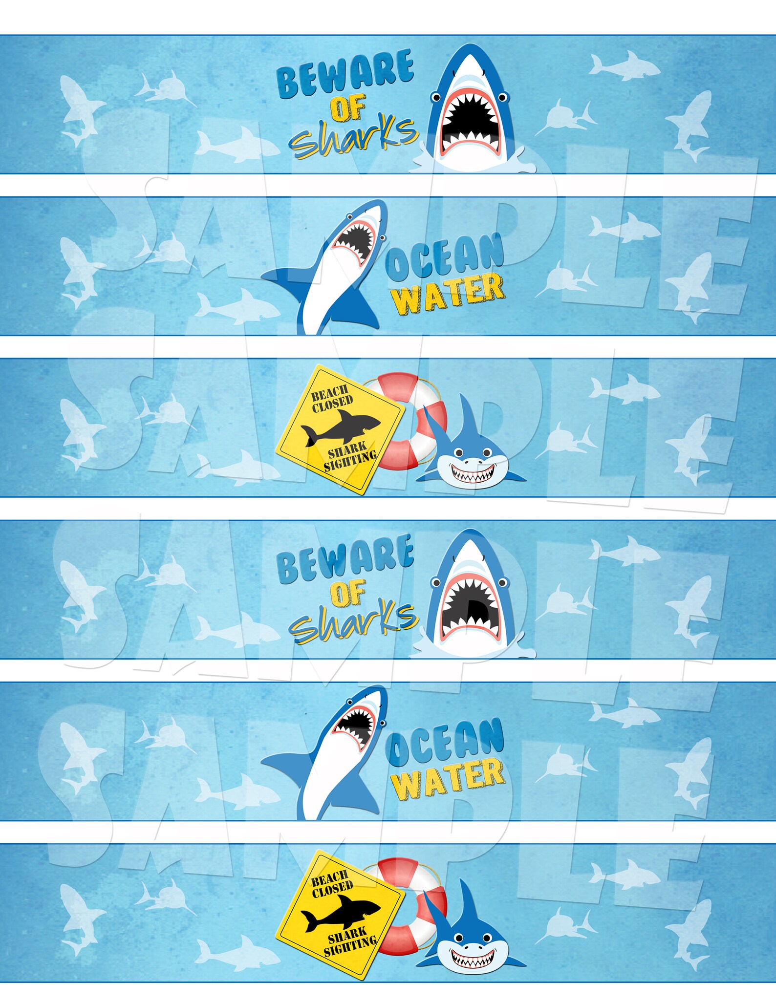 SHARK BOTTLE LABELS Shark Birthday Shark Party Pool Party - Etsy