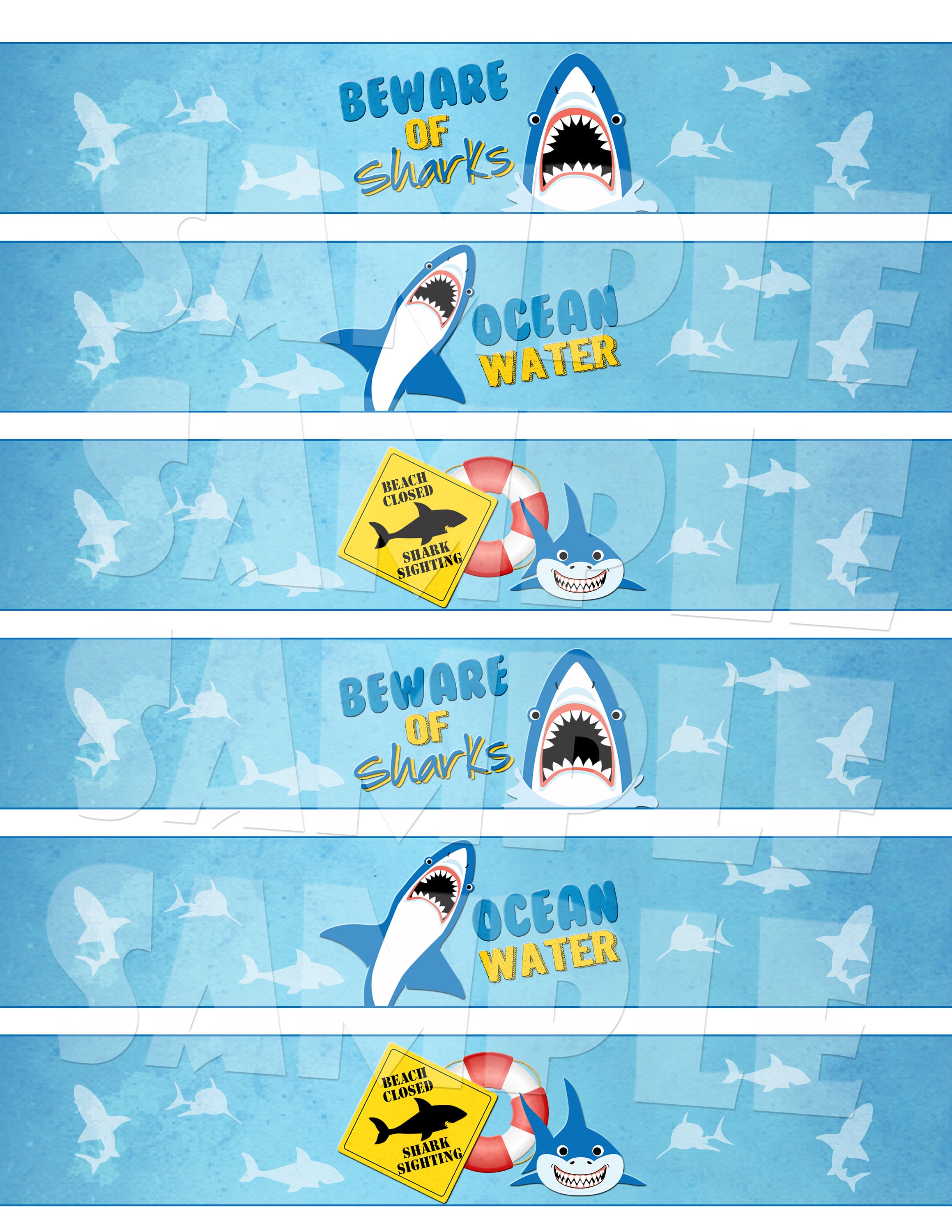 SHARK BOTTLE LABELS Shark Birthday Shark Party Pool Party | Etsy