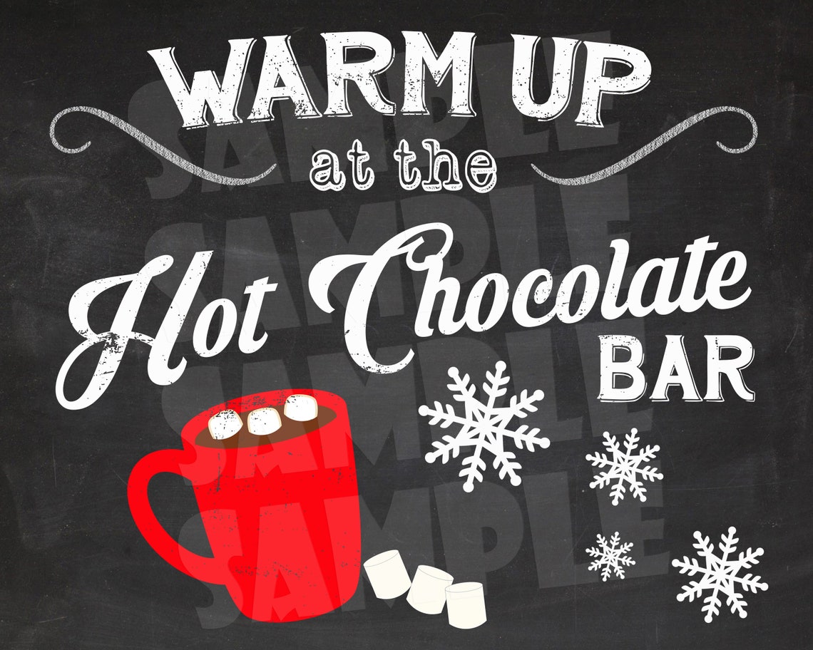 PRINTABLE HOT COCOA Bar Sign, Hot Chocolate Bar Sign, Christmas Party ...