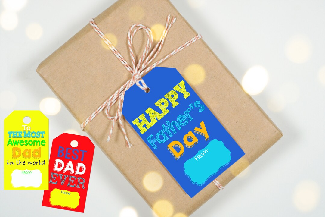Colorful Father’s Day Gift Tags Printable – Party Favor Tags for Dad ...