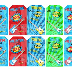 POP ROCK VALENTINES, Guitar Valentine Tags, Rockstar Valentine Tags ...