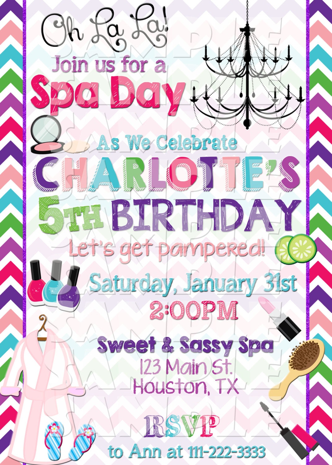 SPA PARTY INVITE Spa Birthday Invitation Girl's | Etsy