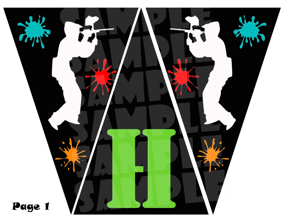 PAINTBALL PARTY BANNER Printable, Paintball Birthday Party Decor, Boy's ...